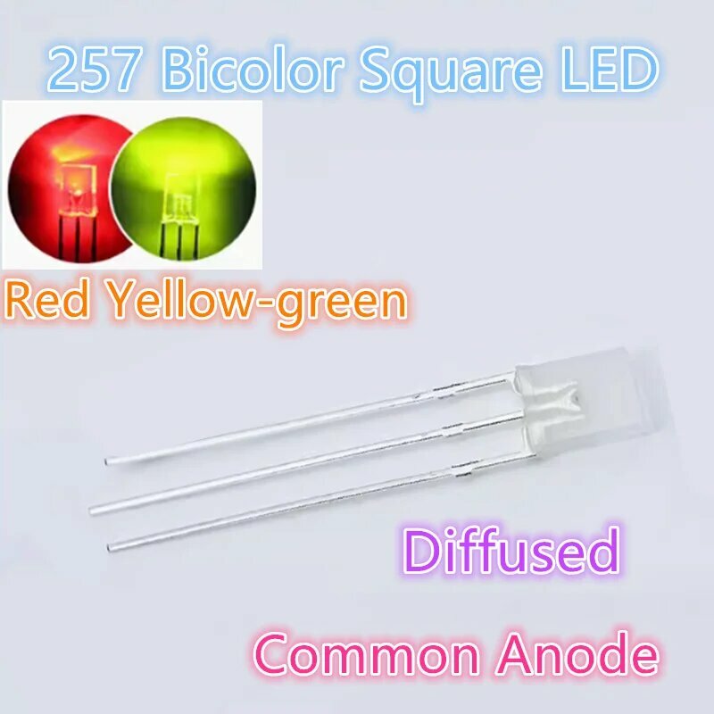 Биколор светодиод 257 Square, Red Yellow-green, Diffused, 10PCS
