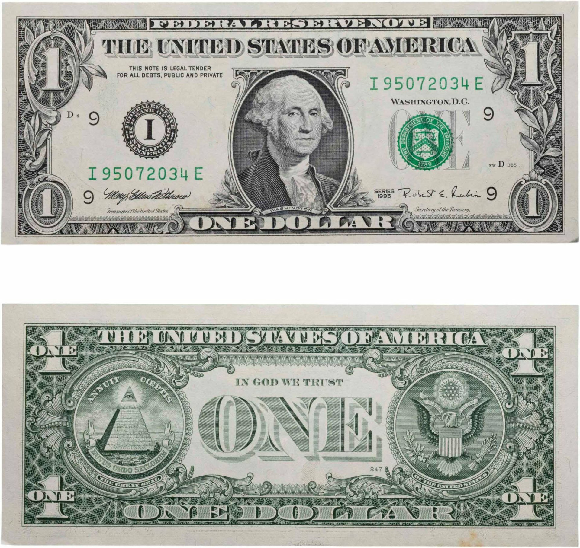 США 1 доллар 1995 Pick 496a I-Миннеаполис "FW" Fort Worth