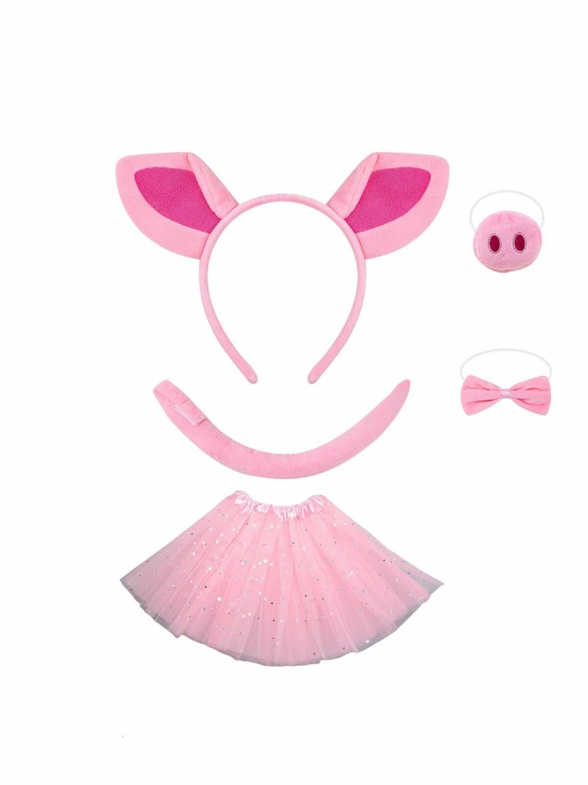 Головной убор Свинка для детей, - хвост на липучке из 4 частей