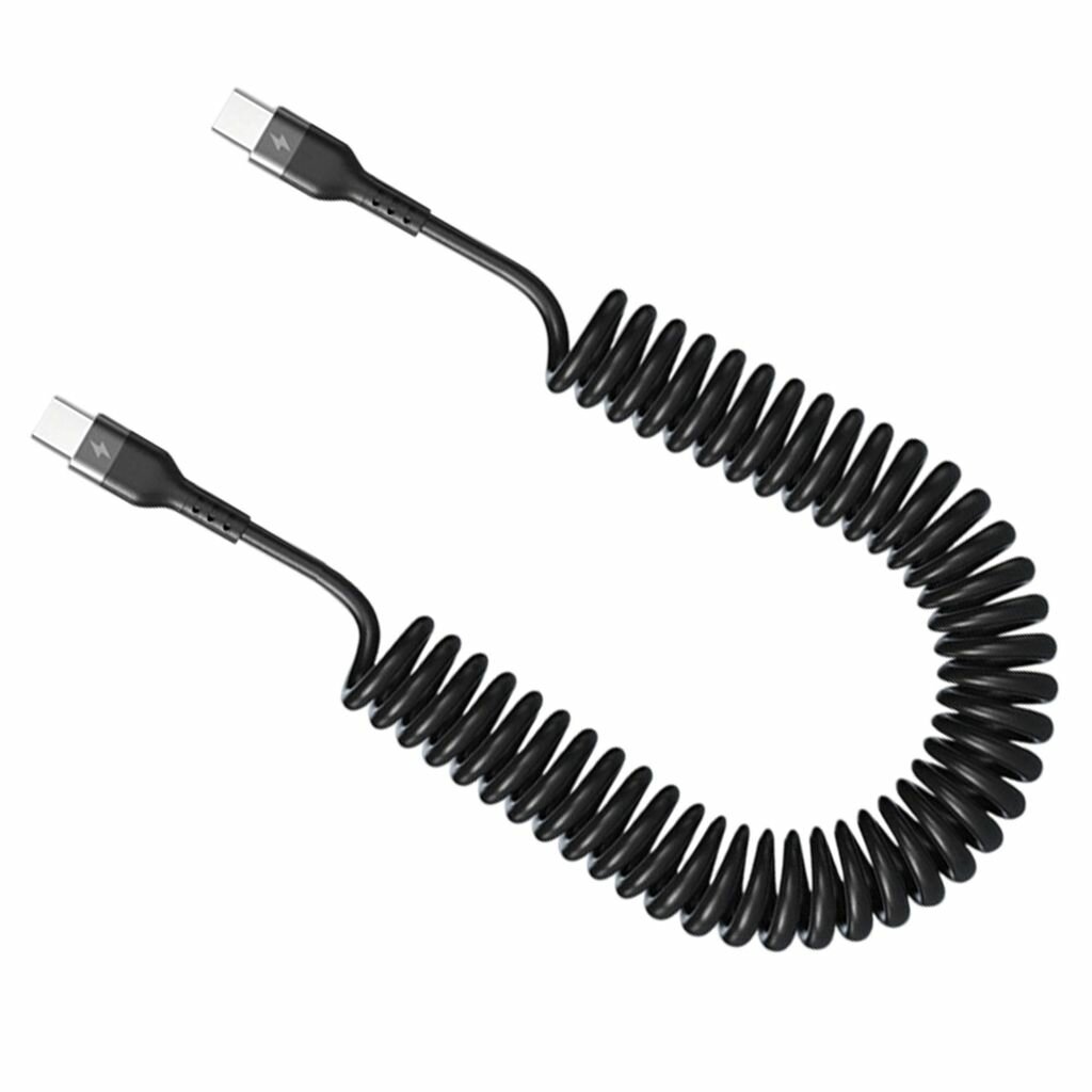 6A сверхбыстрая зарядка двойного кабеля для передачи данных TypeC пружинный кабель 120 Вт-1 м-черный