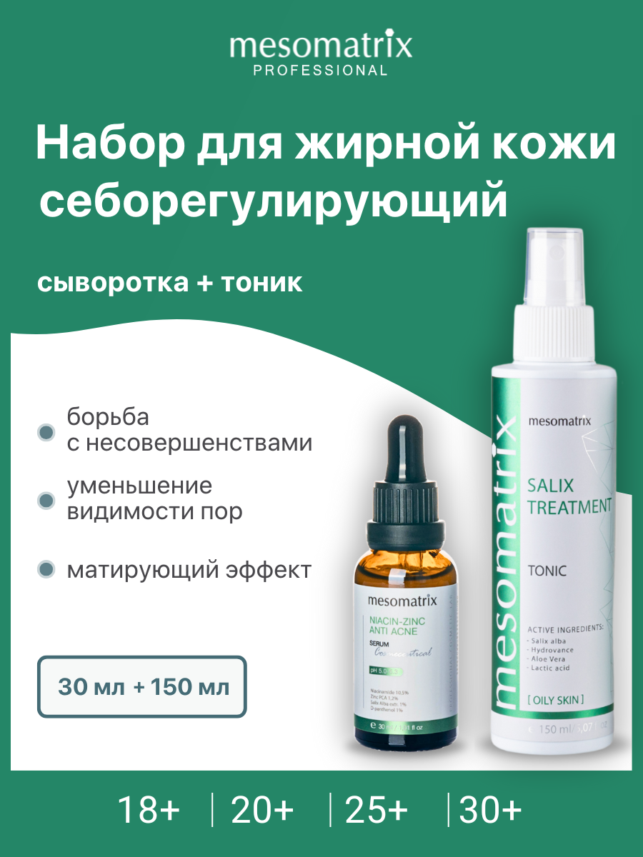 Набор для лица Mesomatrix Professional anti acne тоник 150 мл сыворотка 30 мл