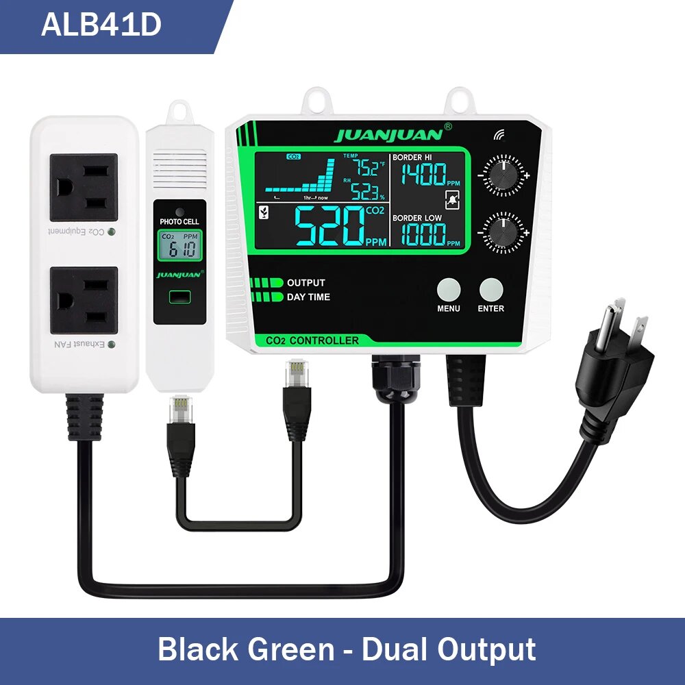 CO2 контроллер JUANJUAN Black Green 2 Output, US Plug
