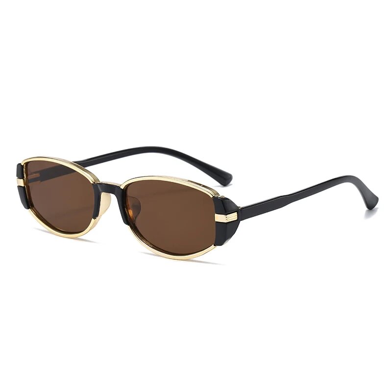 Солнцезащитные очки овальные ретро gold brown