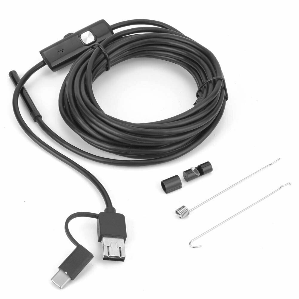 Эндоскоп Y102 USB 3 в 1 с объективом 5,5 мм, 6 светодиодами, кабелем 5 м, водонепроницаемый IP67, камера для осмотра бороскопа
