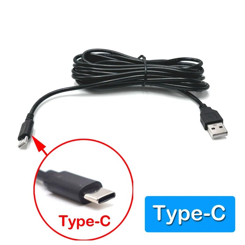 Автомобильный USB-кабель для зарядки с мини-портами Micro Type-C для видеорегистратора, камеры/GPS, длиной 3,5 м (1,5 футов)