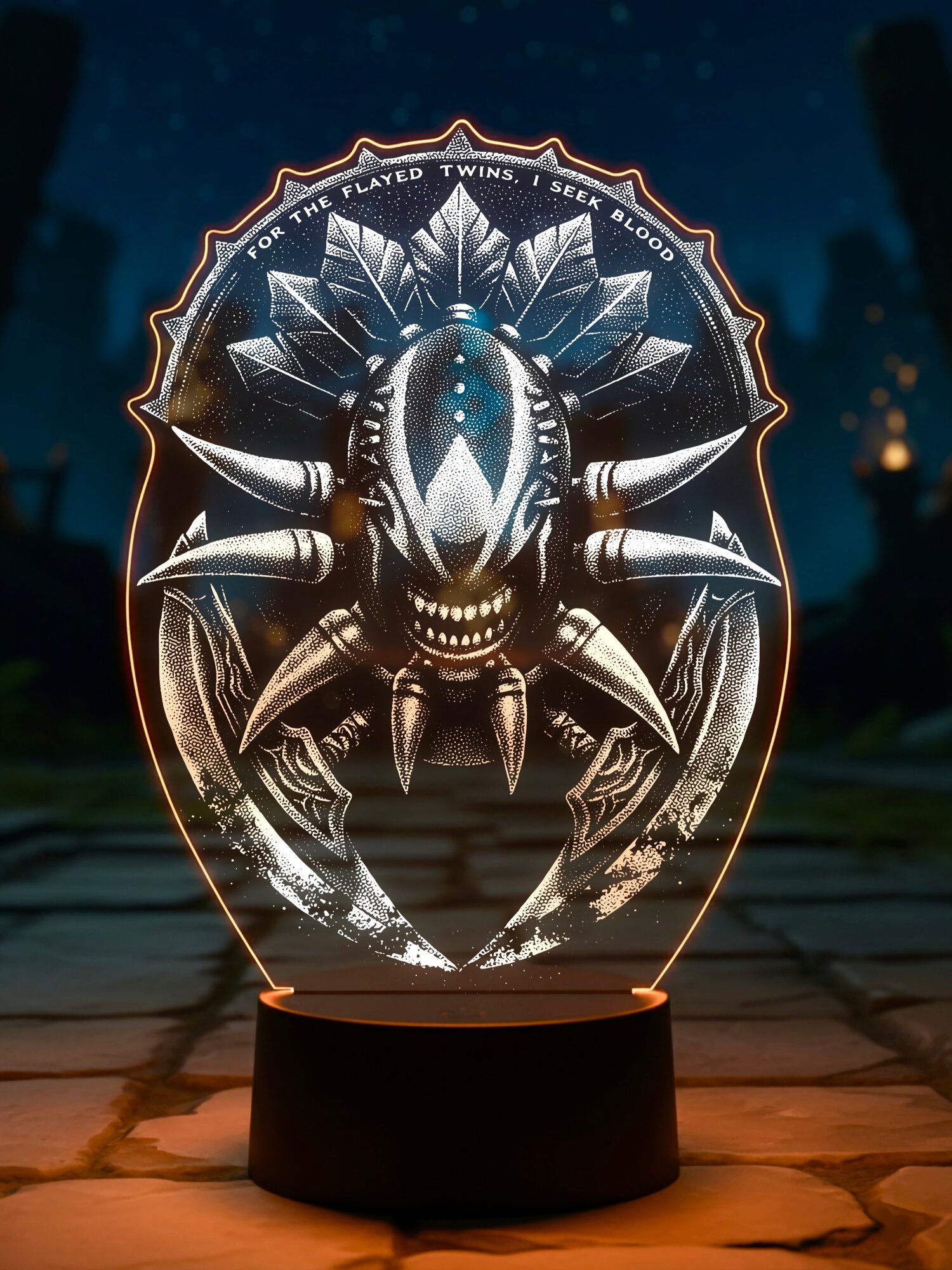 Ночник Дота 2 Блудсикер - Bloodseeker Dota 2. Подарок геймеру — декор для игровой комнаты с символикой популярных игр, узнаваемыми персонажами и атмосферой киберспорта.