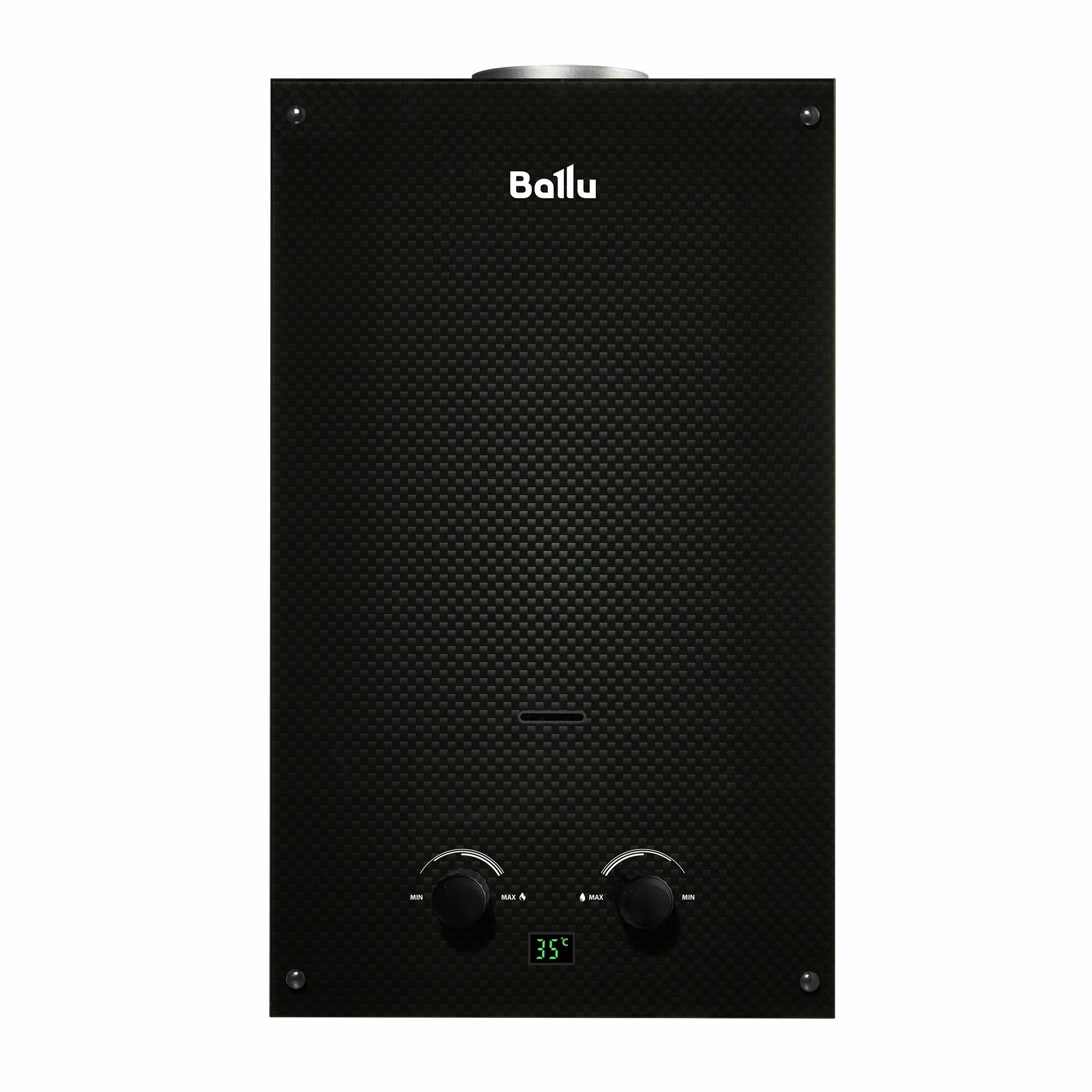 Газовая колонка / газовый водонагреватель BALLU GWH 10 Fiery Glass Carbon, черный, 20 кВт, LED дисплей, 10 л/мин.