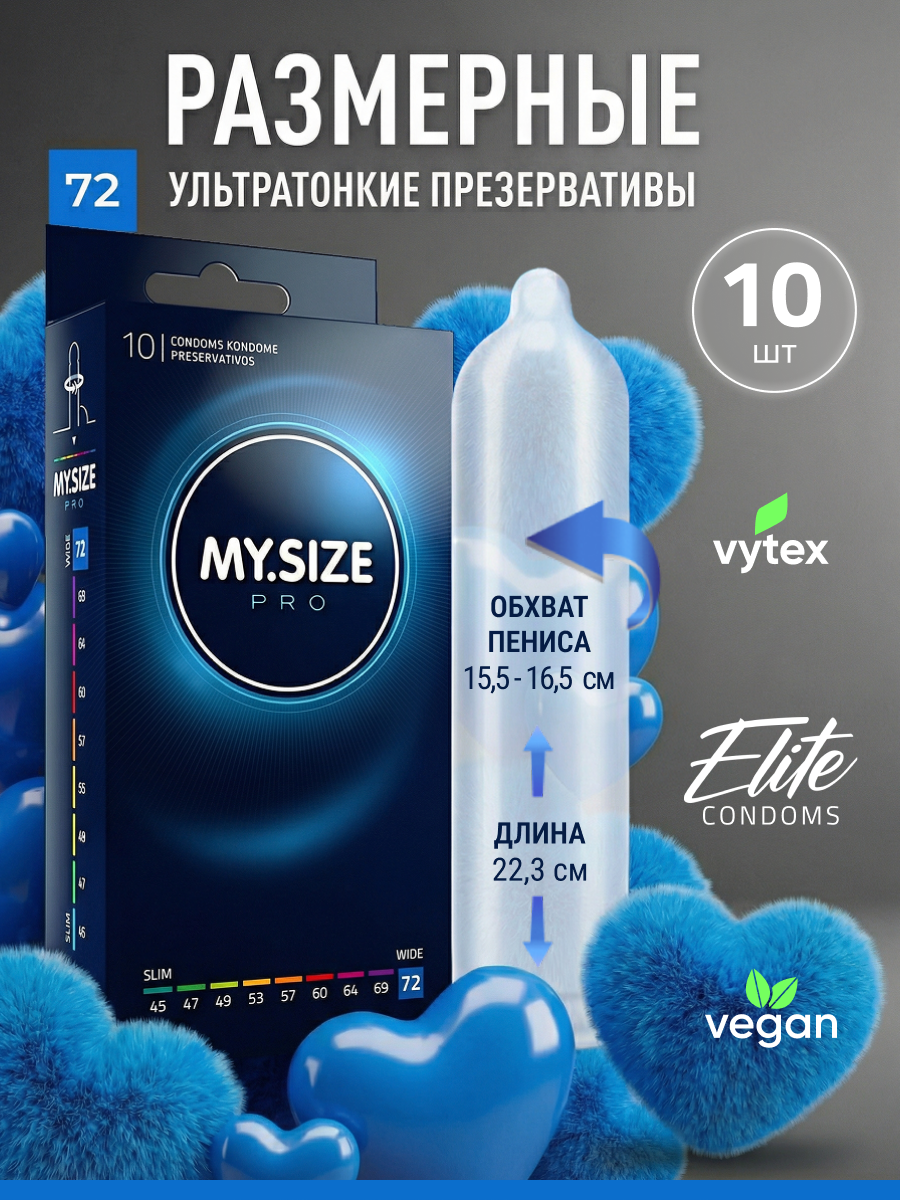 MY SIZE размер 72 (10 шт.)/ Майсайз презерватив большого размера - ширина 72 мм