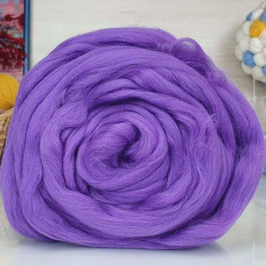 Полутонкая шерсть для валяния 78 фиолетовый 100гр