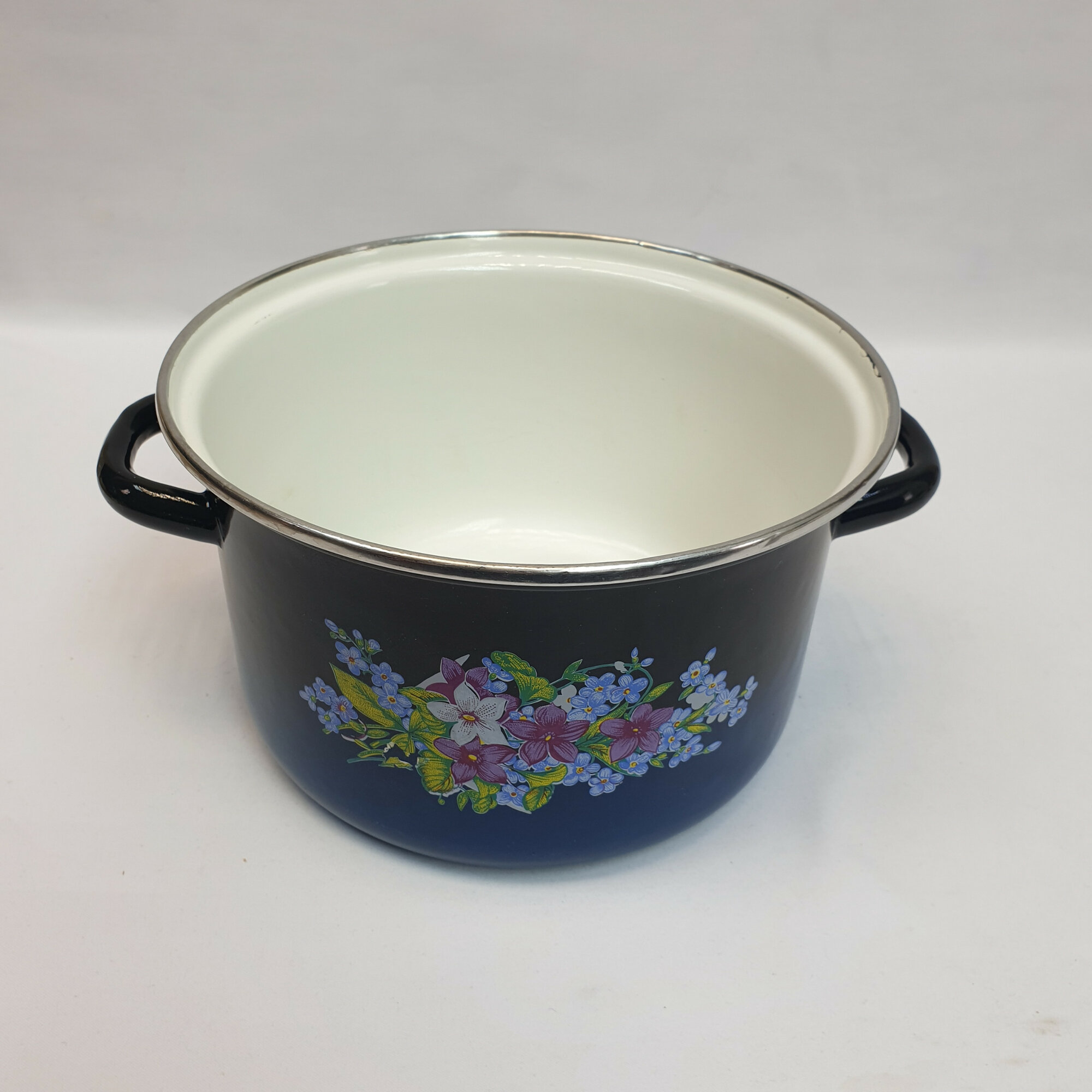 Кастрюля эмалированная 3 литра, металл деколь, винтаж СССР