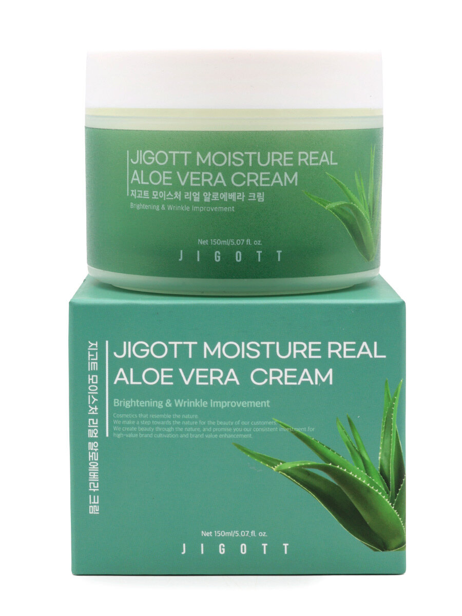 Jigott Крем для лица с экстрактом алоэ вера Moisture Real Aloe Vera Cream, 150 мл