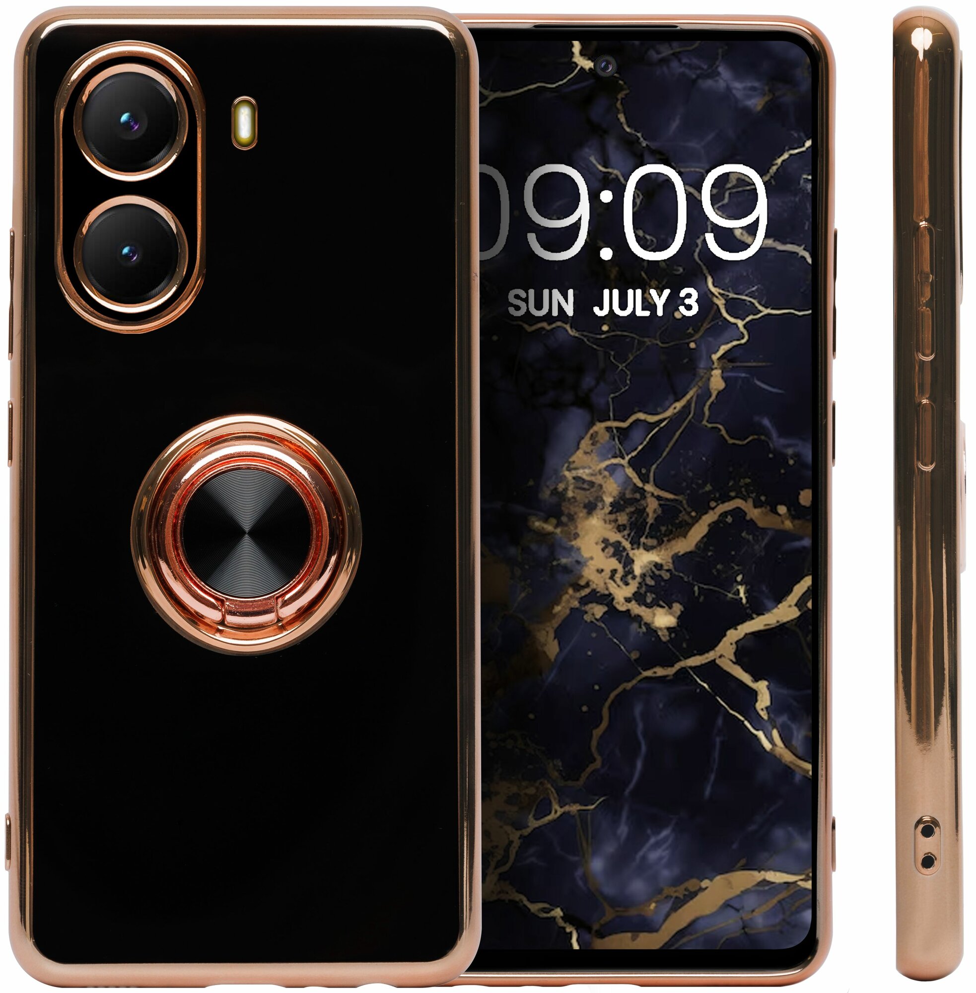 Стильный глянцевый чехол для POCO X7 PRO / REDMI TURBO 4 с кольцом-подставкой и бархатной подкладкой — фото 1