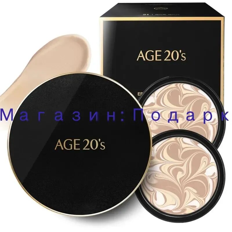AGE 20's SIGNATURE ESSENCE COVER PACT / Крем-пудра для комбинированной кожи в формате кушона ТОН 21 Light Beige с защитой SPF 50+ с рефилом. Южная Корея