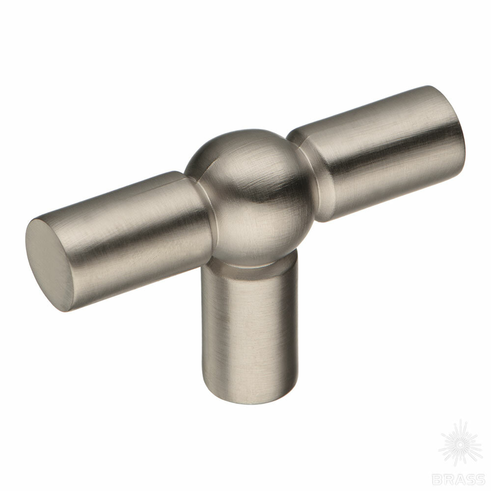 Ручка кнопка современная классика, сатиновый никель, Испания