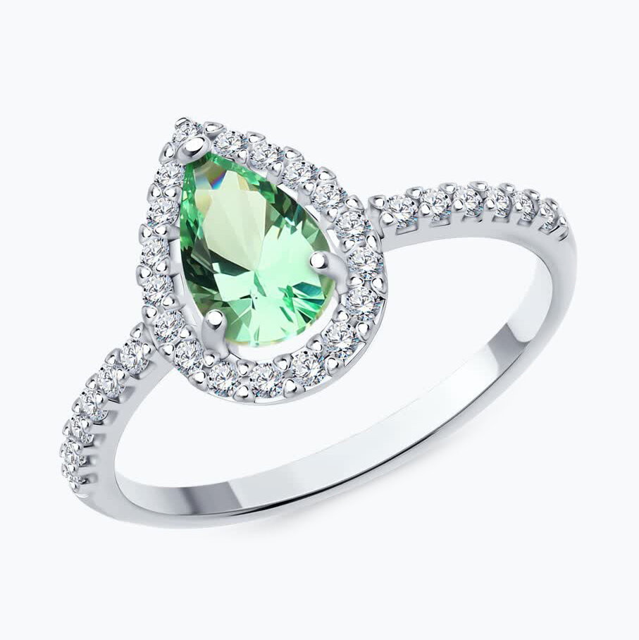 Кольцо, серебро, 925 проба, фианит, кристалл