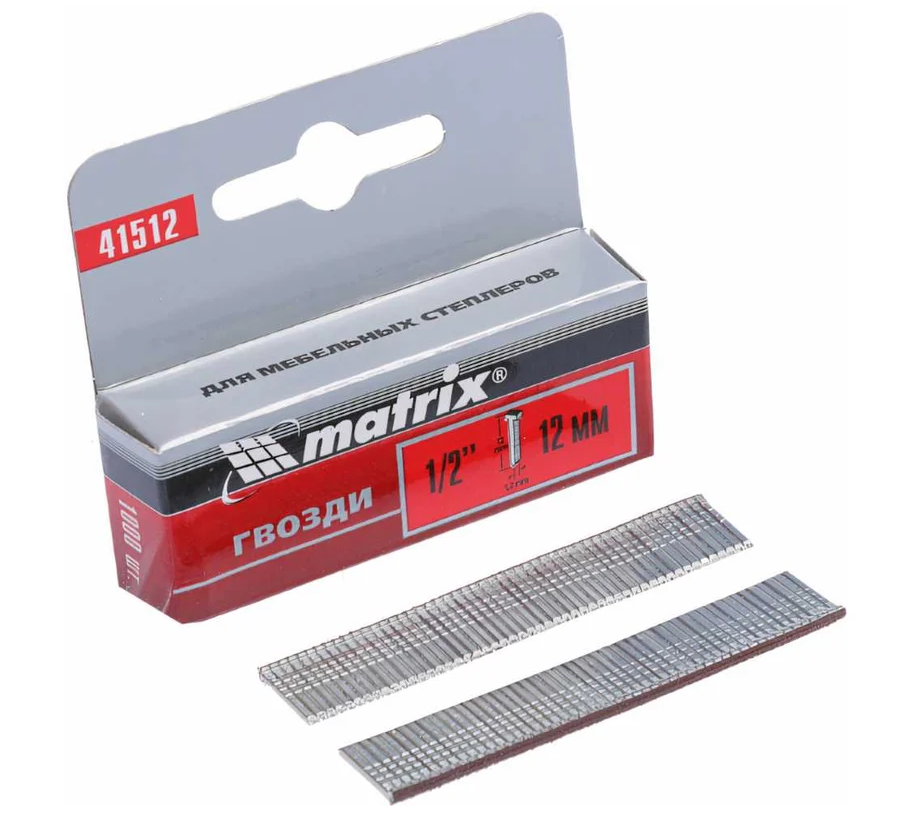 Гвозди MATRIX 1/2", 12мм для степлера, тип 300, особотвердые, 1000шт