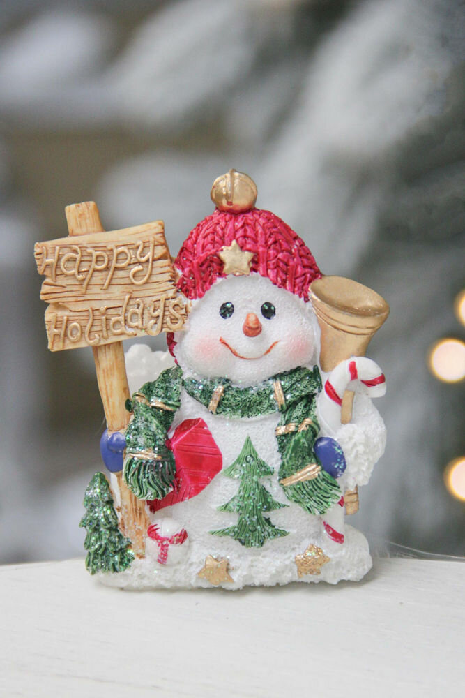 Декоративный магнит волшебный персонаж: снеговичок С горном, керамика, 8 см, Koopman International AAA000845-2