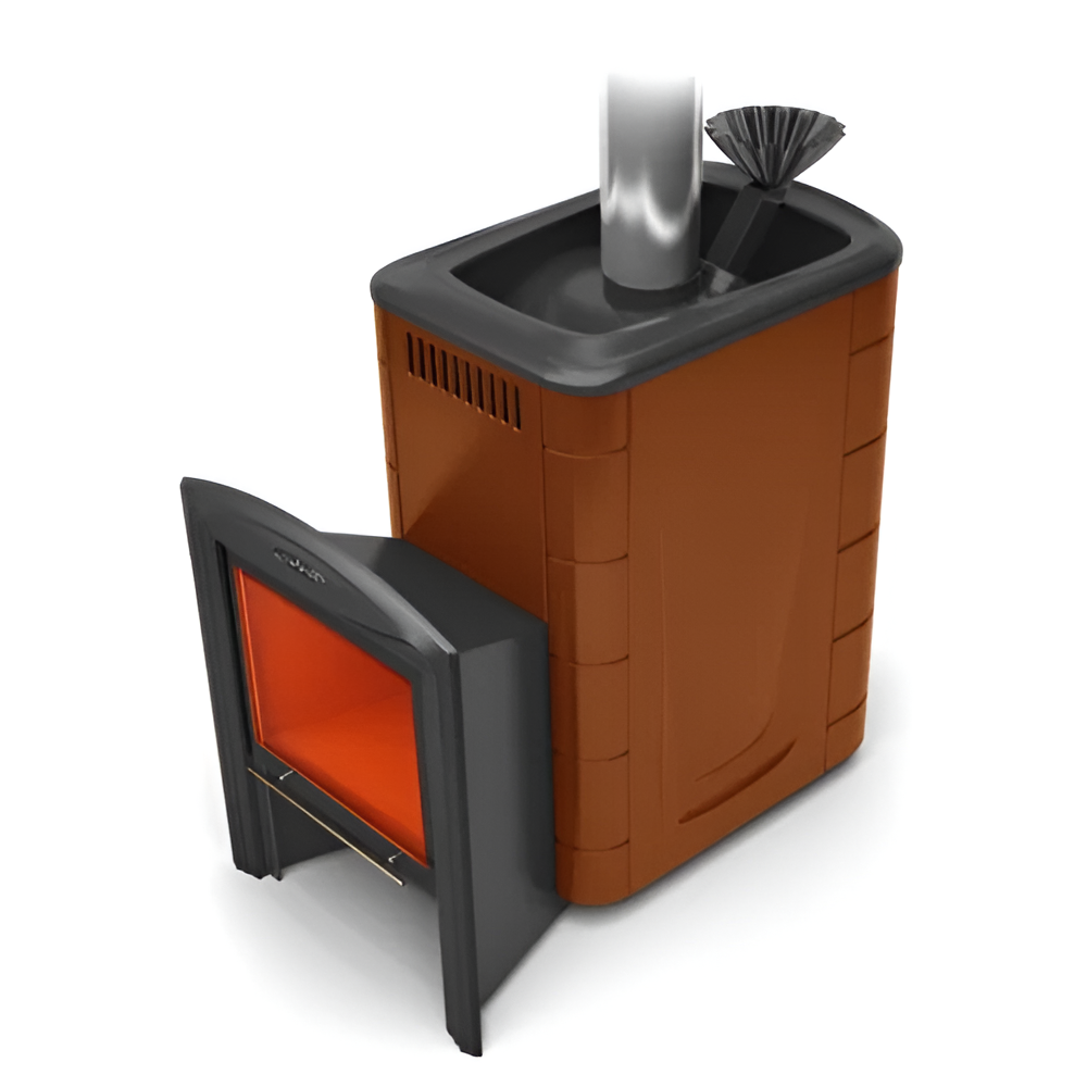 Печь банная Гейзер 2014 Carbon Витра терракота ЗК (ТМФ)
