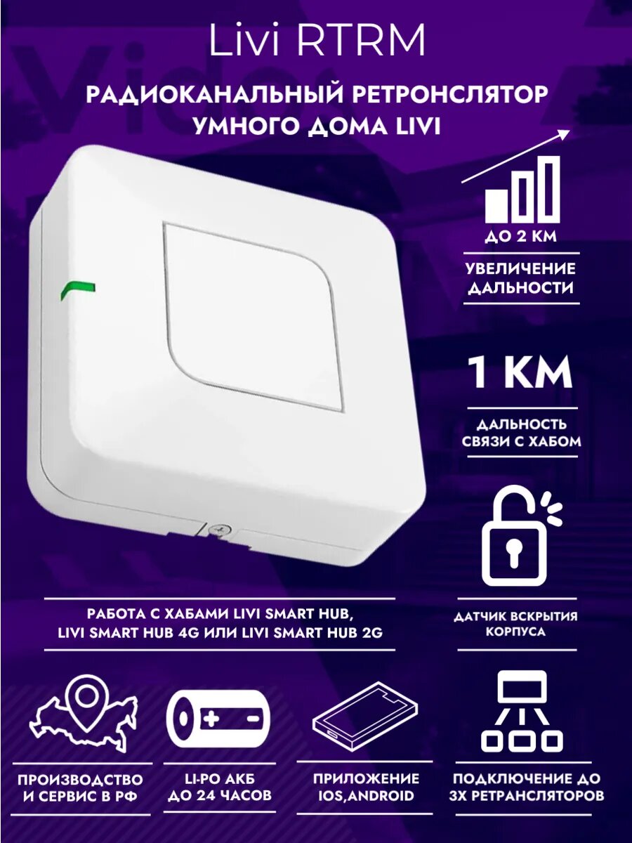 Ретранслятор радиоканальной системы "Livi" RTRM, пластик, IP30