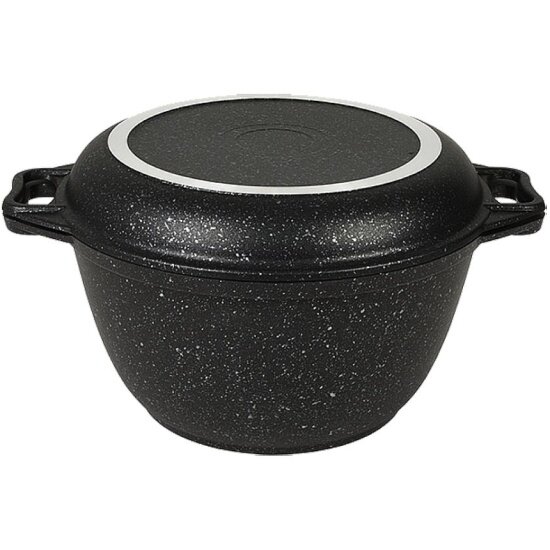 Казан с крышкой-сковородой Kukmara КМТ44а, 4л (темный мрамор)