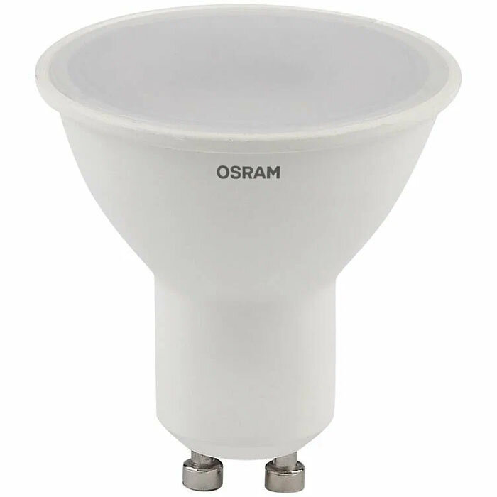 Лампа OSRAM LED Value GU10 PAR16 10Вт, светодиодная LED, 800 лм, эквивалент 75Вт, тёплый свет 3000К
