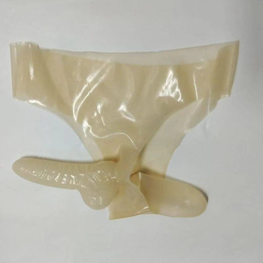 Прозрачные латексные трусики, резиновые трусы с презервативами спереди и сзади XXL