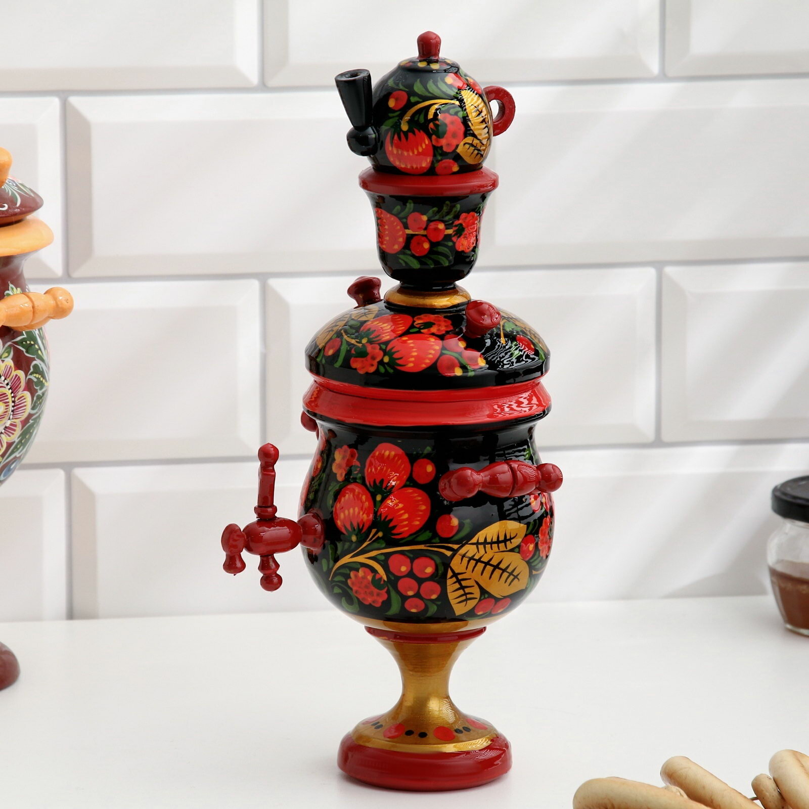 Фигура дерево "Самовар", хохлома, цвет: золотистый, тематика праздника: универсальная тематика