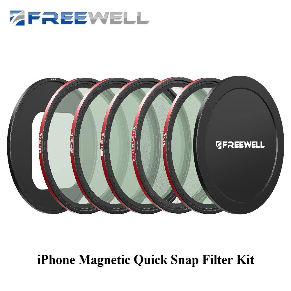 Freewell iPhone Magnetic Quick Snap Filter Kit С фильтрами ND4, ND8, ND16, CPL и Black Mist 1/4