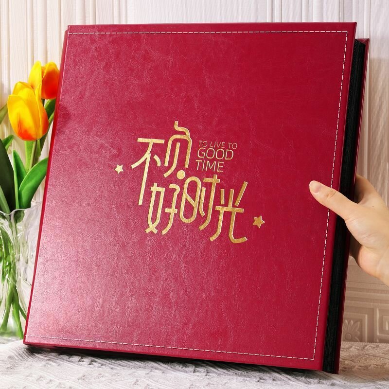 Фотоальбом большой вместимости для пар, семейный фотоальбом, памятный альбом, фотоальбом с проложенными листами, в кожаном переплете.