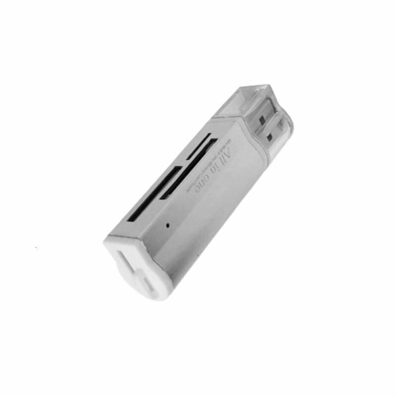 Кардридер USB для MicroSD, MS, M2, SDHC и карт памяти камер, Серебристо-серый