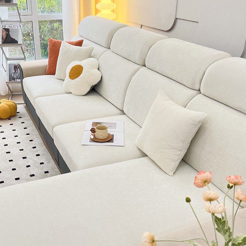 Чехол для дивана с полным покрытием, новая зимняя модель 2024 года, утолщенный шенилл, не требует измерений, универсальный для всех сезонов, нескользящий чехол для подушки.