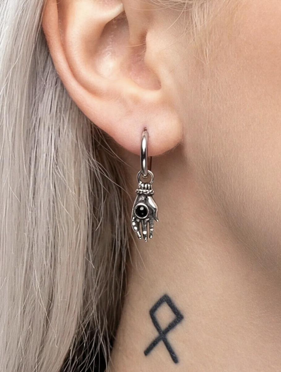 Моносерьга, славянский оберег, металл, искусственный камень