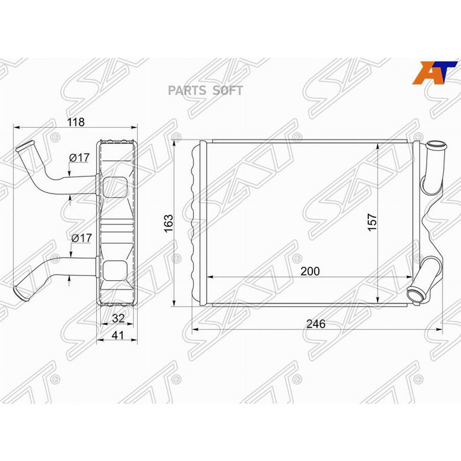 Радиатор отопителя салона TOYOTA MARKII/CHASER/CRESTA JZX90/100 2,0-3,0 92-01 ST-TY14-395-0 от официального дистрибьютора, SAT, артикул STTY143950
