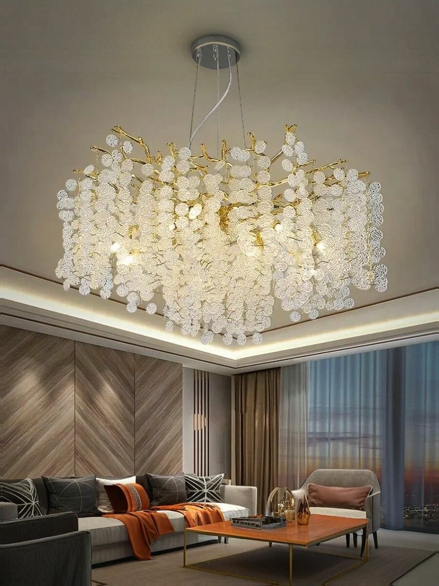 Люстра "Хрустальные монетки", потолочная, светодиодная, 81 Вт, с регулировкой температуры