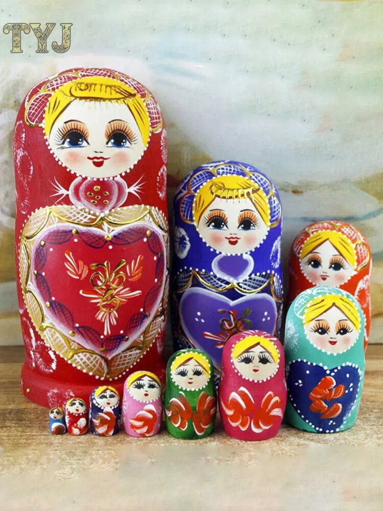 Матрешка Деревянная 10 Штук Русские матрешки Куклы игрушка для детей