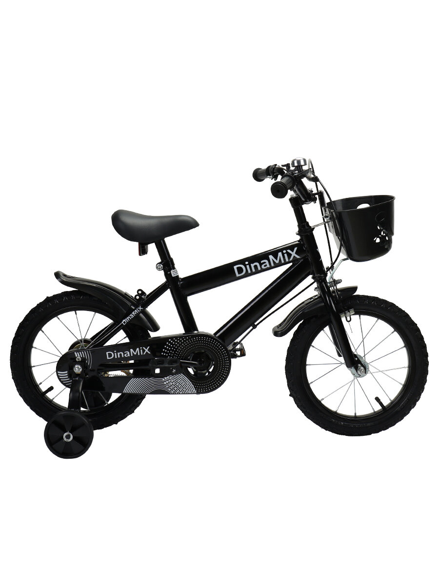Велосипед детский двухколёсный + тренировочные колеса. Колёса 14 дюймов, чёрный цвет (арт. ВЛ-2632)