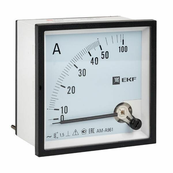 Амперметр аналоговый AM-A961 на панель 96х96 квадрат. вырез 50А прям. подкл. am-a961-50/, EKF AMA-961-50 (1 шт.)