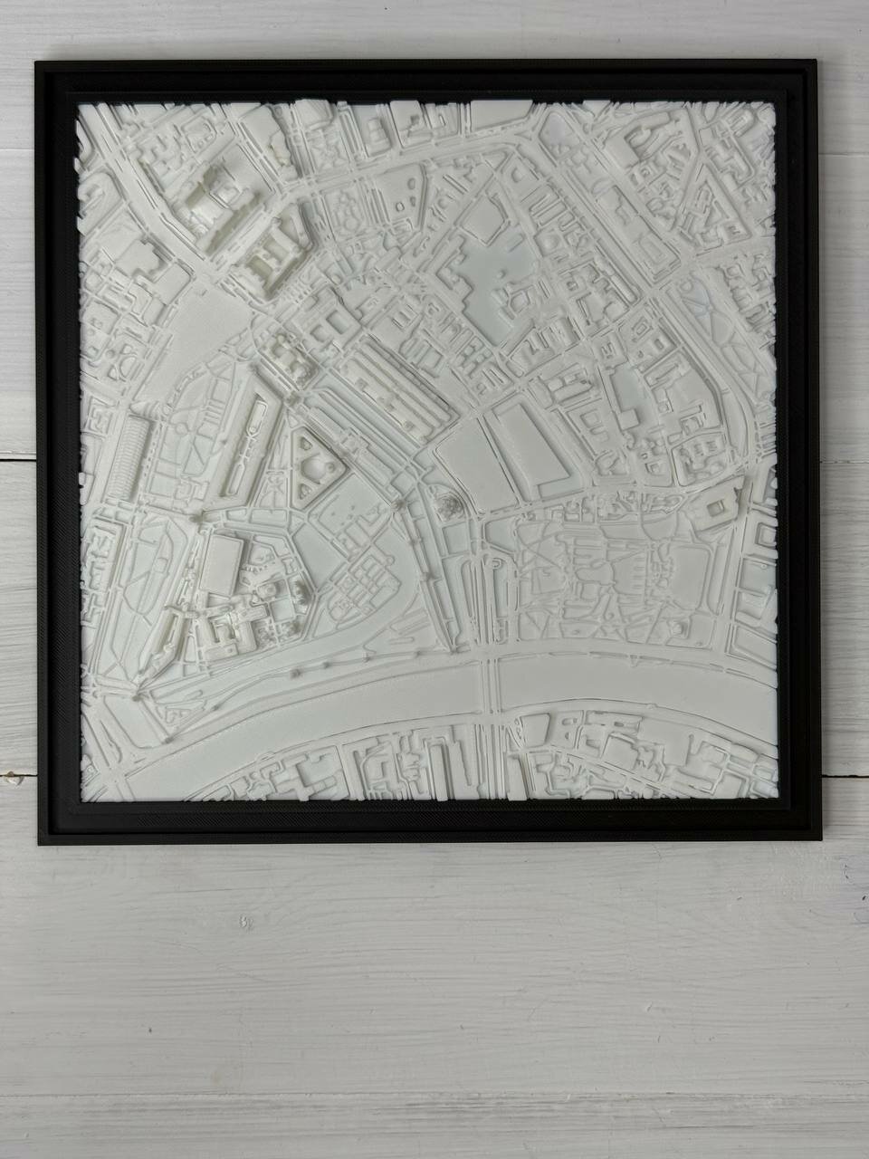 Картина город 3D Москва Центр 240мм х 240мм, белый