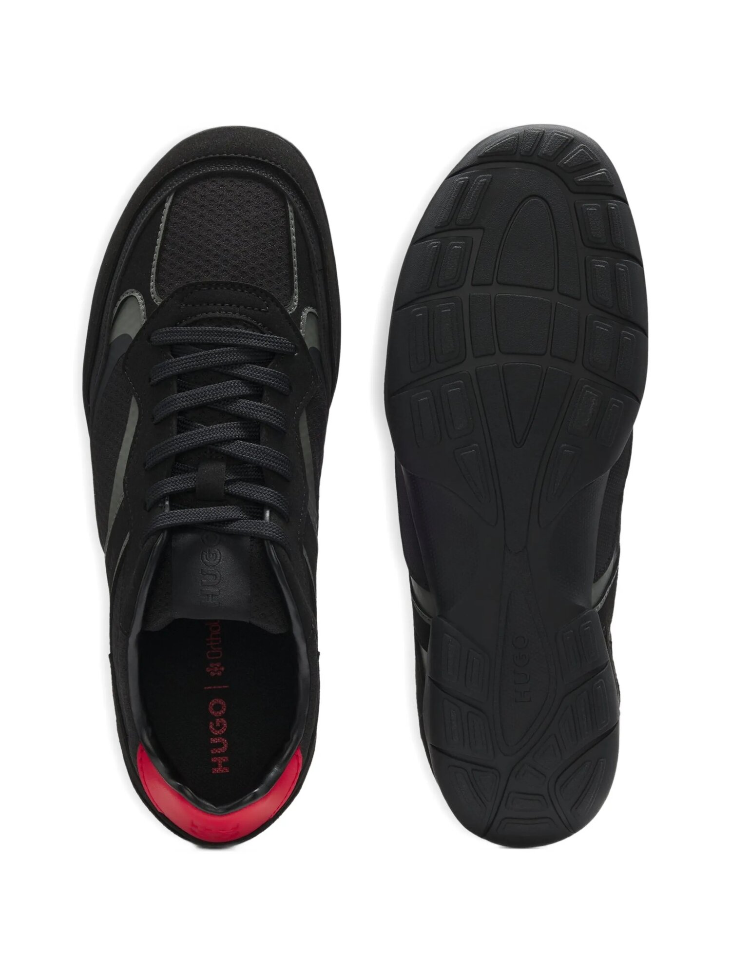 Кроссовки HUGO Mesh-panelled sneakers, размер 41 EU, black/black — фото 1