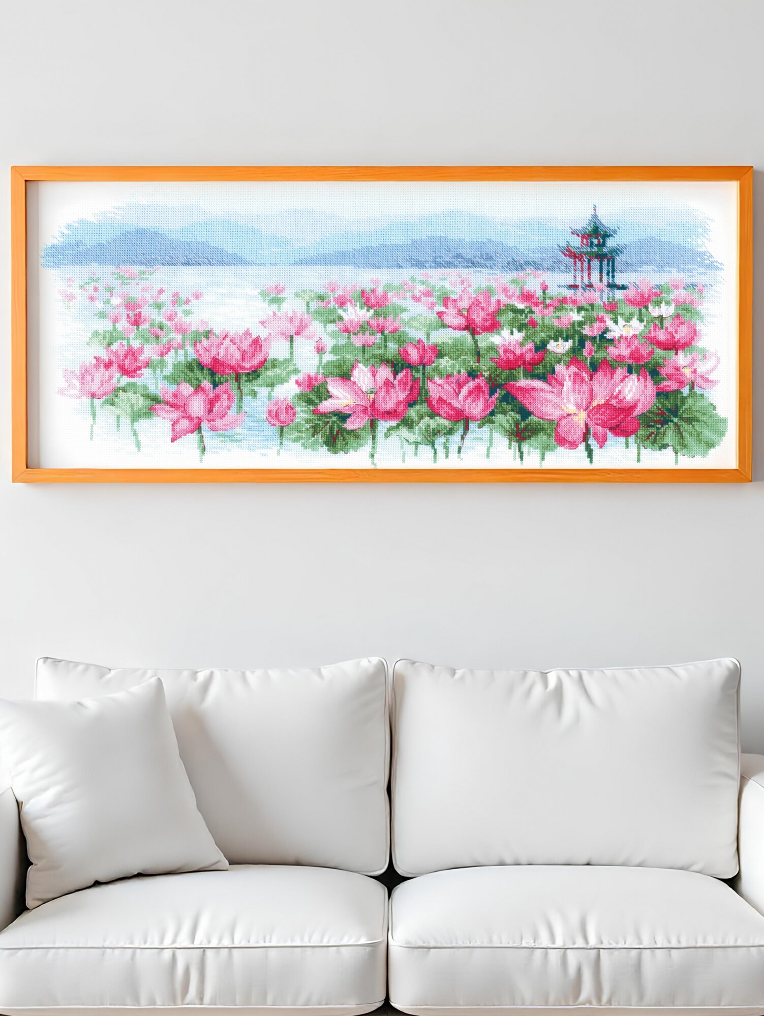 Набор для вышивания крестом Риолис, вышивка крестиком "Пагода на воде", 55*25 см, 1869