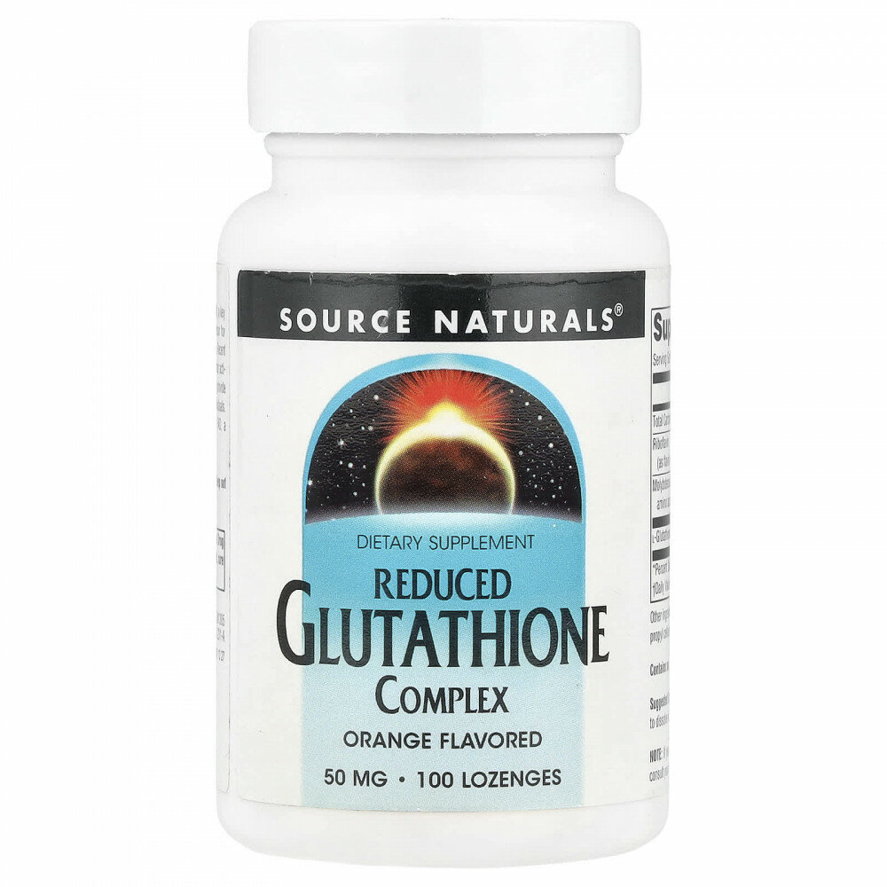 Source Naturals, Комплекс с восстановленным глутатионом, со вкусом апельсина, 50 мг, 100 пастилок