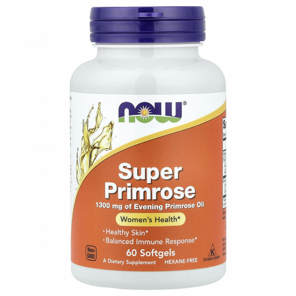 NOW Foods, Super Primrose, примула, 60 капсул