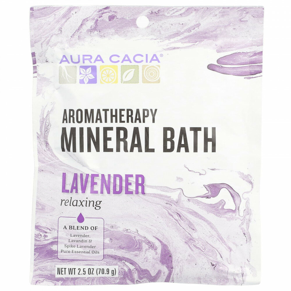 Aura Cacia, Aromatherapy Mineral Bath, расслабляющая лаванда, 70,9 г (2,5 унций)