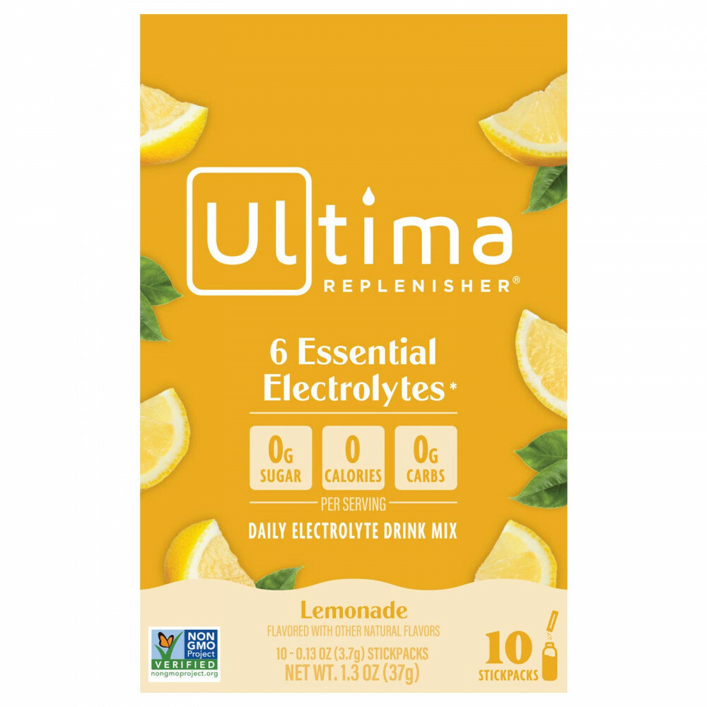 Ultima Replenisher, 6 Essential Electrolytes, ежедневная смесь для приготовления электролитов, лимонад, 10 пакетиков по 3,7 г (0,13 унции)