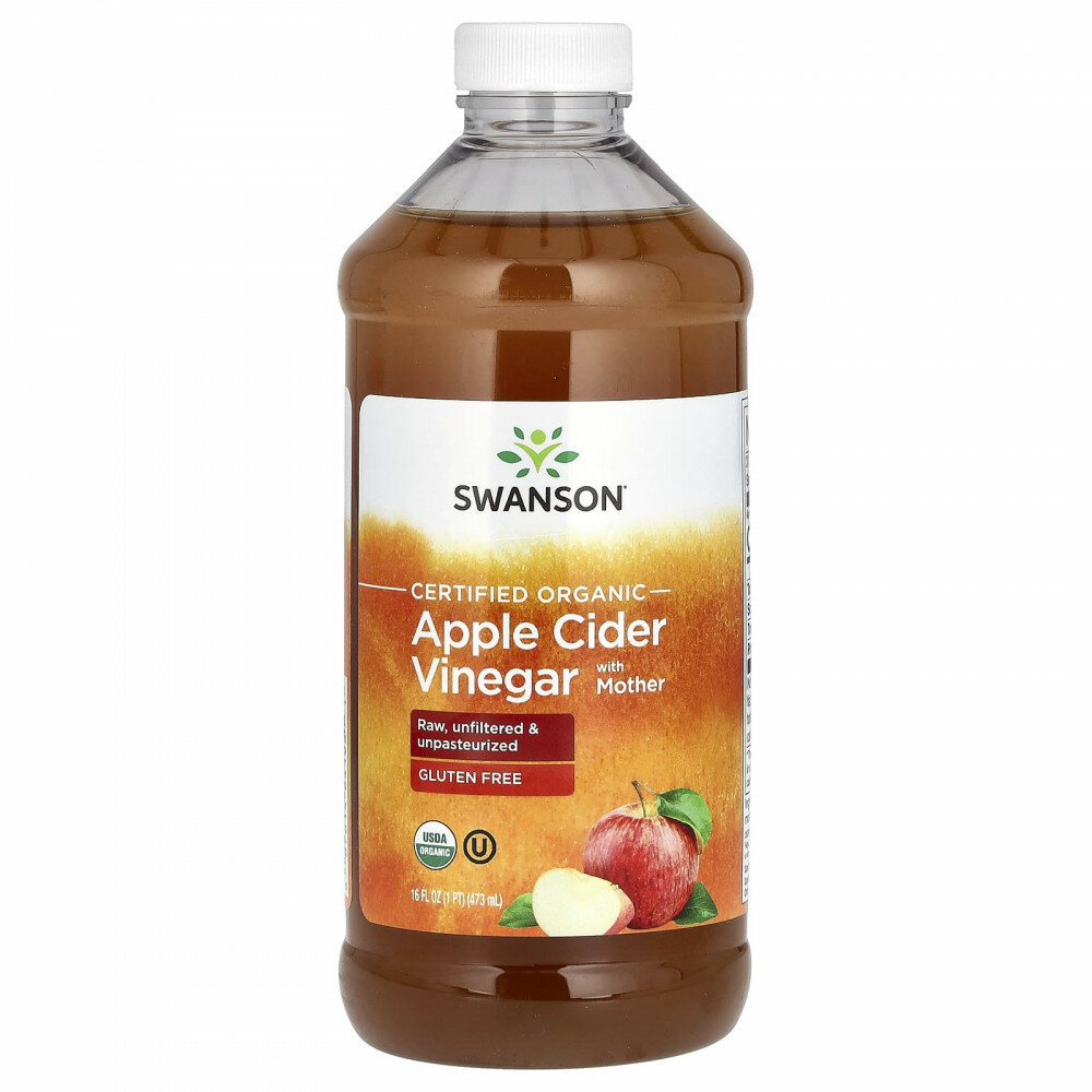 Swanson Vitamins, Сертифицированный органический яблочный уксус с матерью, 473 мл (16 жидк. унц.)