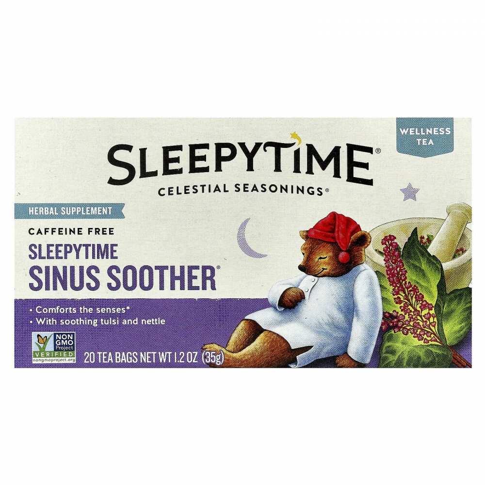 Celestial Seasonings, Wellness Tea, Sleepytime Sinus Soother®, без кофеина, 20 чайных пакетиков, 35 г (1,2 унции)
