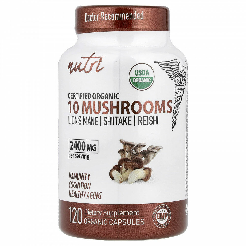 Nutri, 10 органических грибов, 120 органических капсул