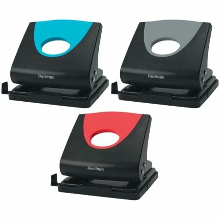 Дырокол BERLINGO "Office Soft" на 20л. пластик, с линейкой, ассорти (DDp_20168)