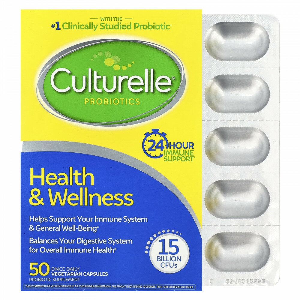 Culturelle, пробиотики, Health & Wellness, для здоровья и хорошего самочувствия, 50 вегетарианских капсул