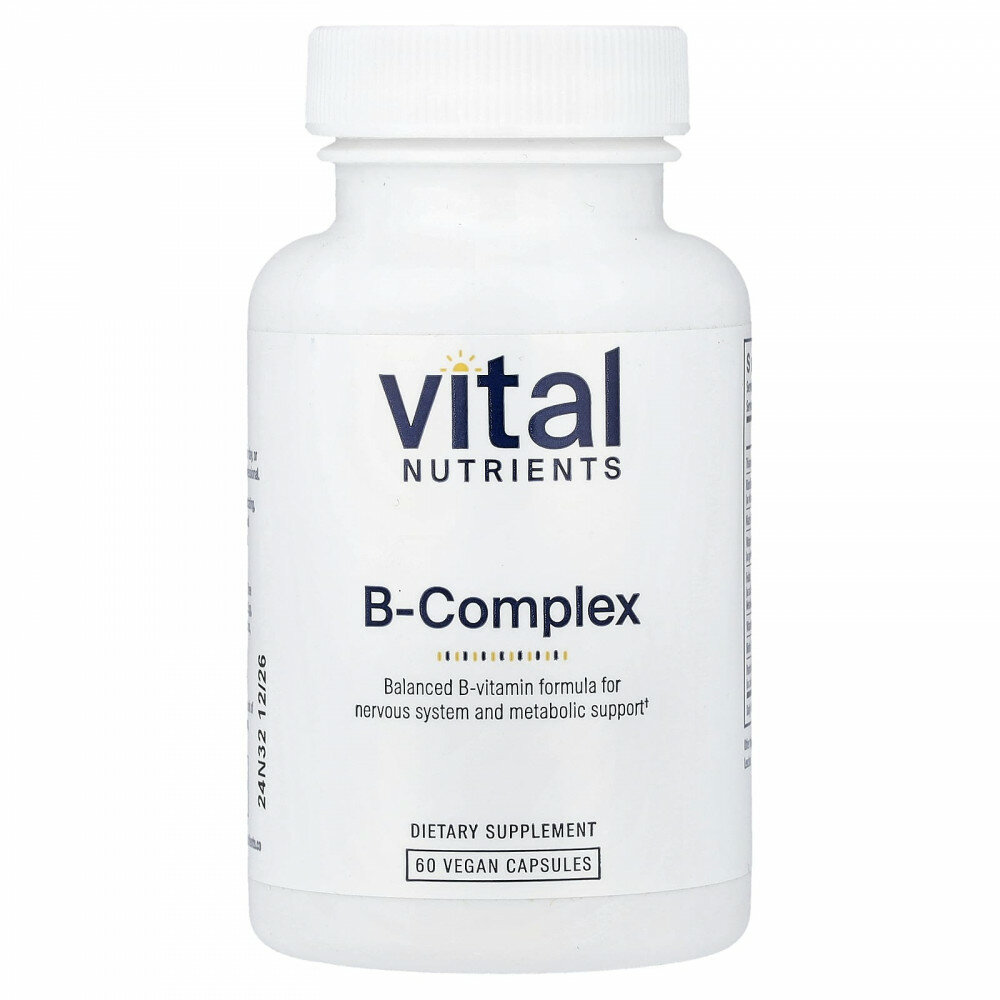 Vital Nutrients, комплекс витаминов группы B, 60 веганских капсул
